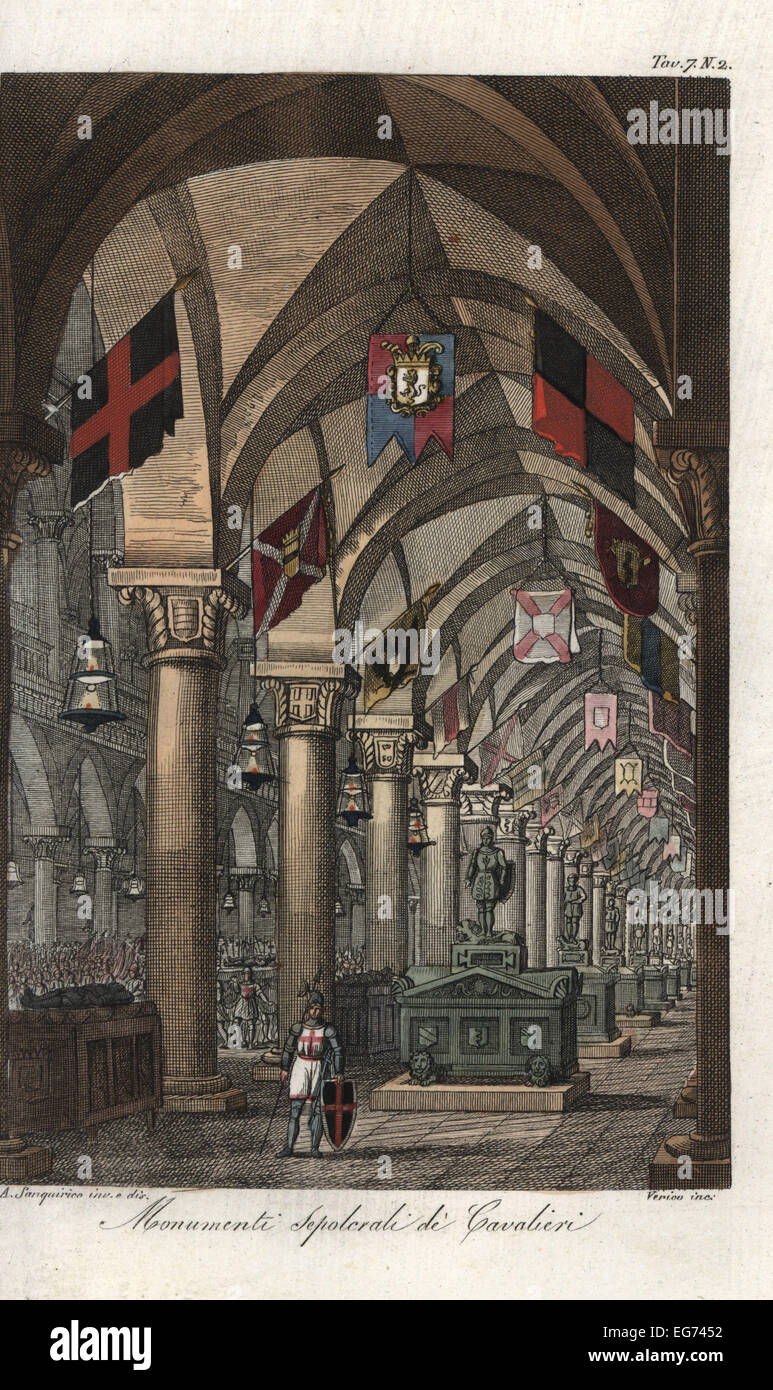 Knights' sepulchral monuments and their coats of arms in a church Stock ...