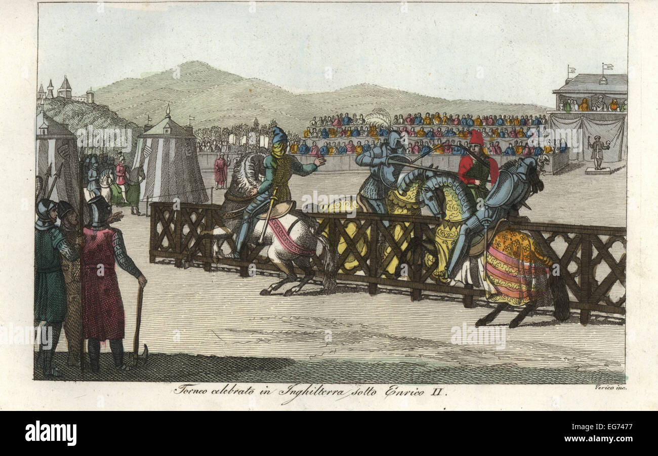 Tournament held in England circa 1450. (Caption refers to the huge ...