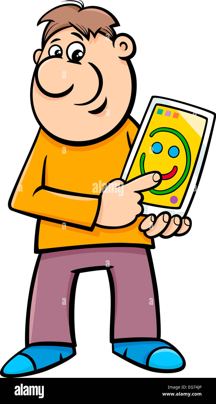 Tablet screen cartoon hi-res stock photography and images - Alamy