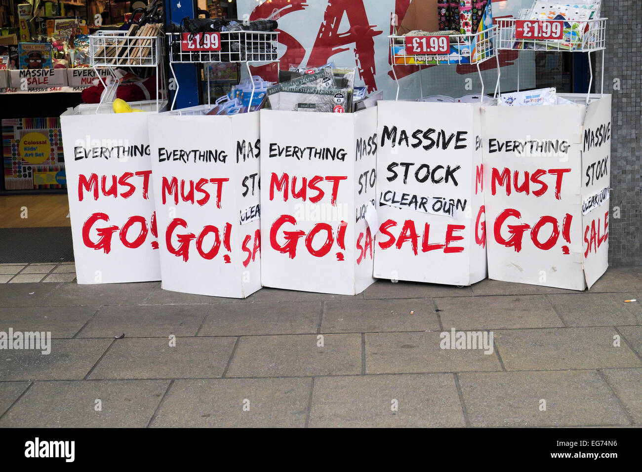 Sale signs in a shop Stock Photo - Alamy