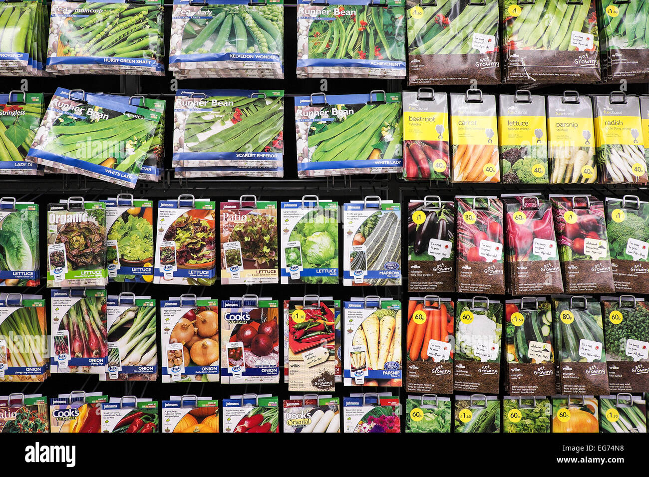 Packets of vegetable seeds on display Stock Photo - Alamy