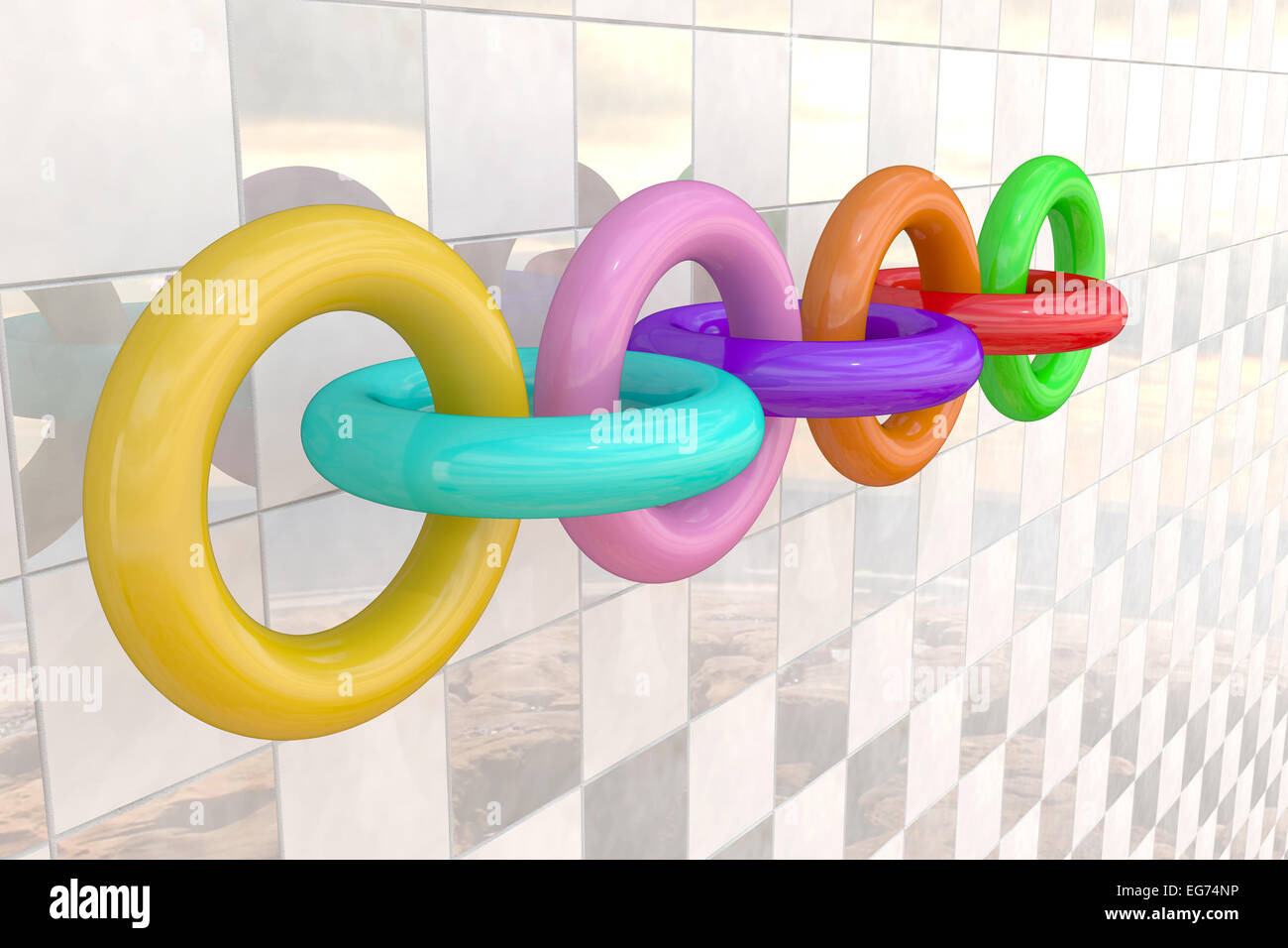 3d rendering of a colored abstract chain Stock Photo - Alamy