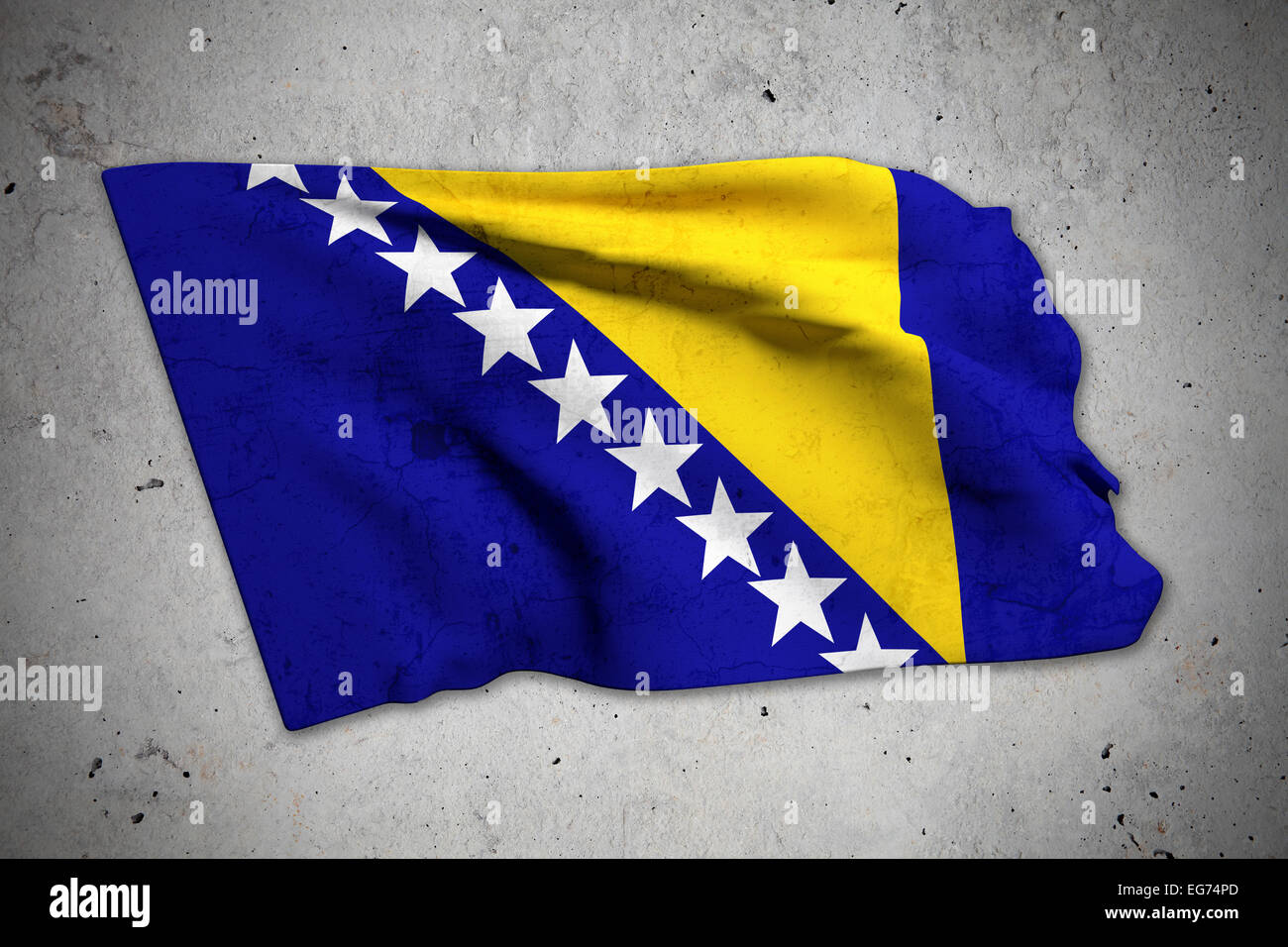 3d rendering of an old bosnia herzegovina flag Stock Photo - Alamy