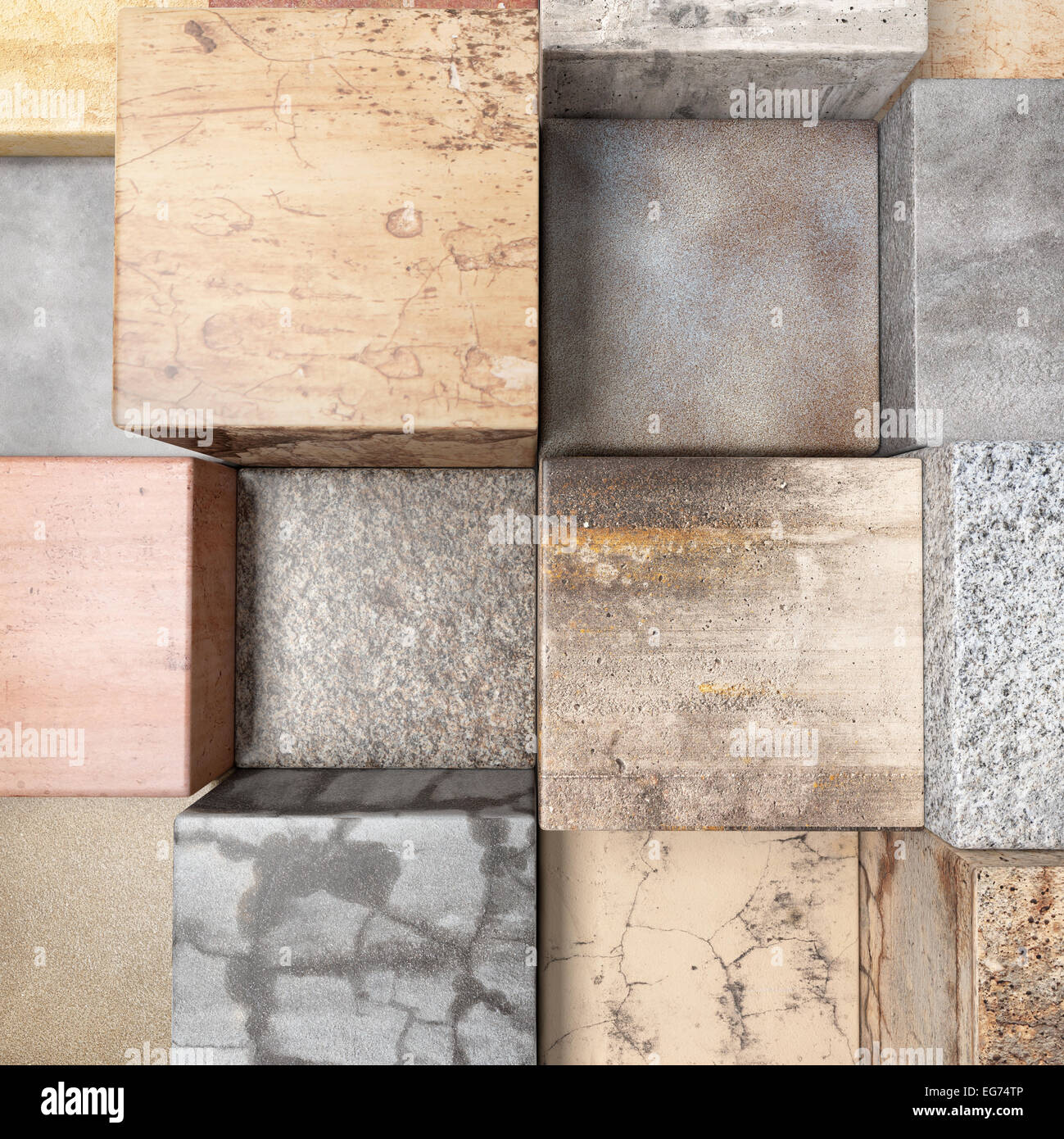 3d rendering of a lot of textured stones cubes Stock Photo - Alamy