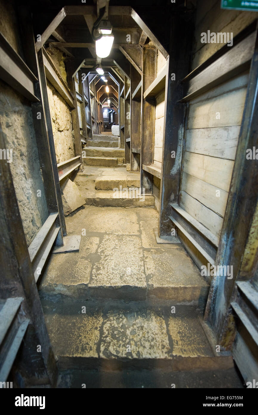 JERUSALEM, ISRAEL - 08 OCTOBER, 2014: Tunnel that leads from the ...