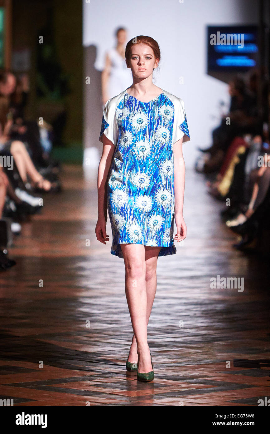 Model wearing clothes created by designer Daniele Bardis (not seen) at ...