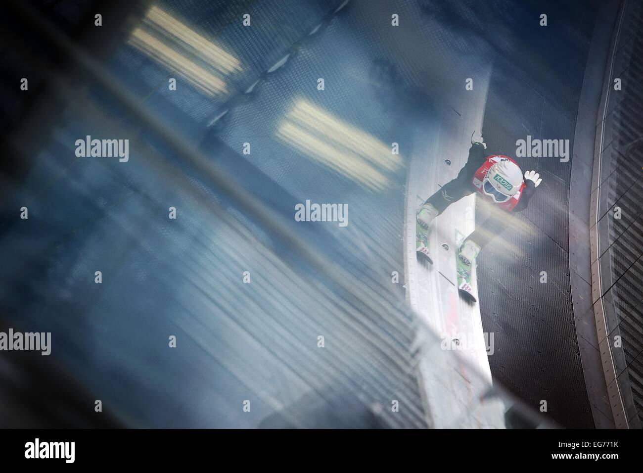 Falun, Sweden. 18th Feb, 2015. Sara Takanashi of Japan runs down the ...