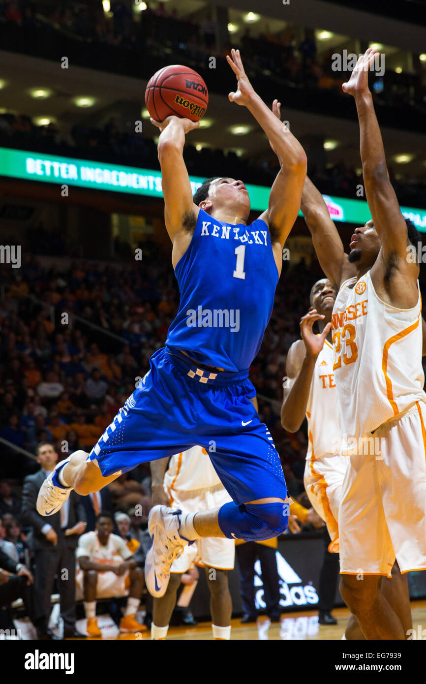 February 17, 2015: Devin Booker #1 of the Kentucky Wildcats attempts to ...