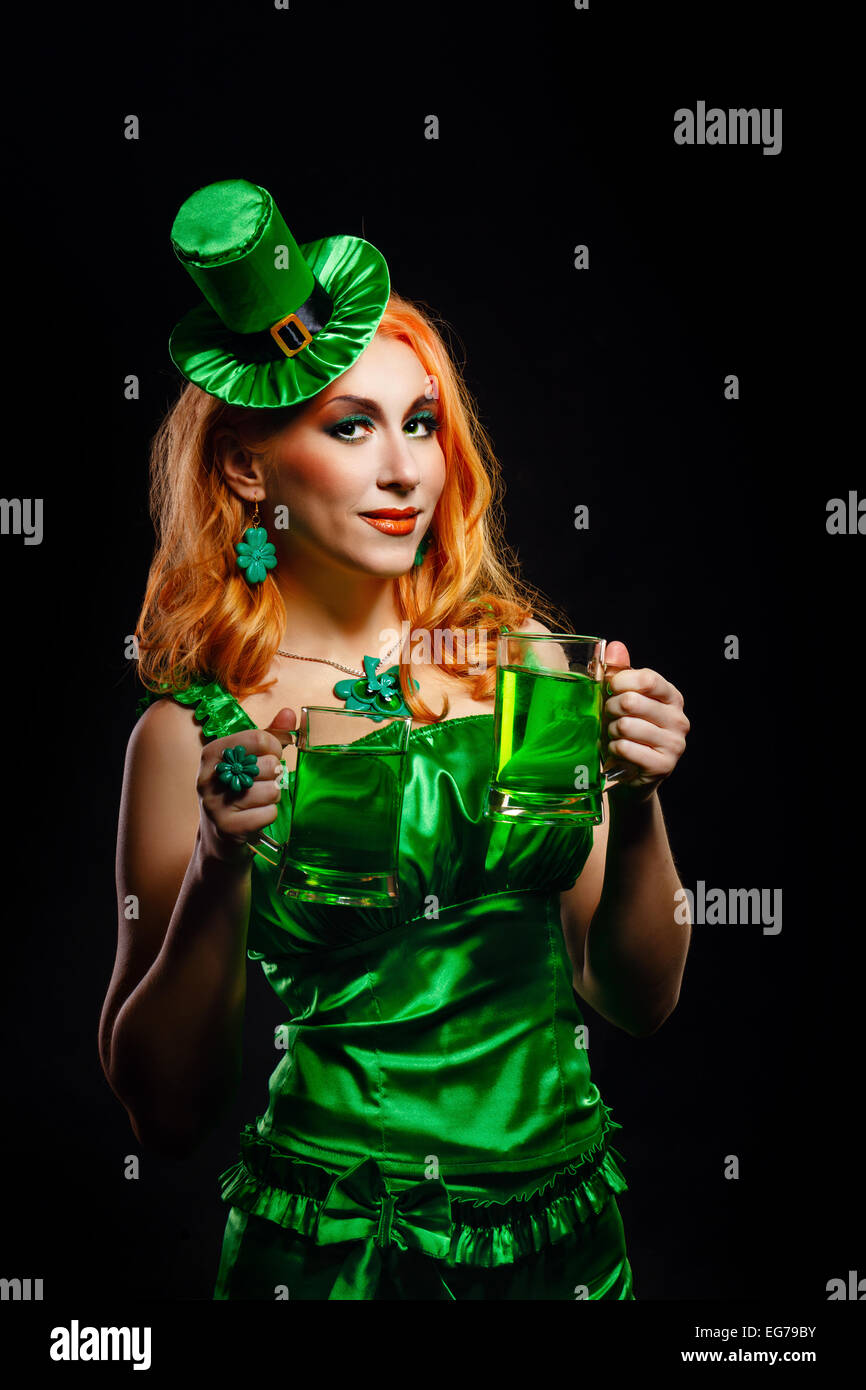 Girl wearing leprechaun Stock Photo - Alamy