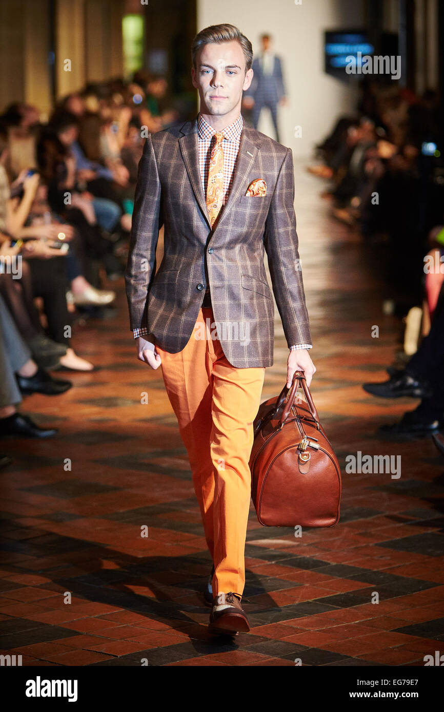 Male model wearing clothes created by designer Clements & Church at ...
