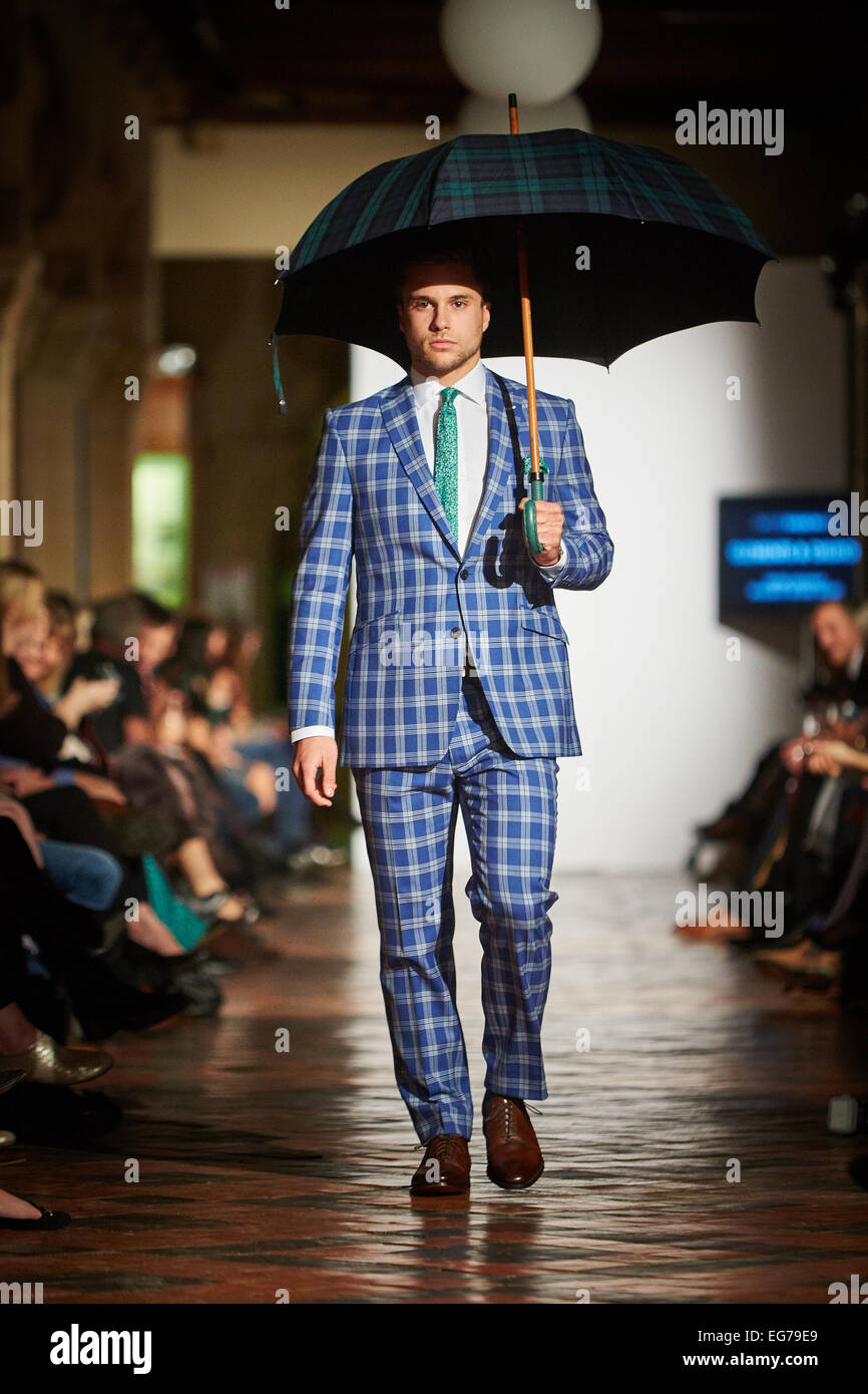 Male model wearing clothes created by designer Clements & Church at ...