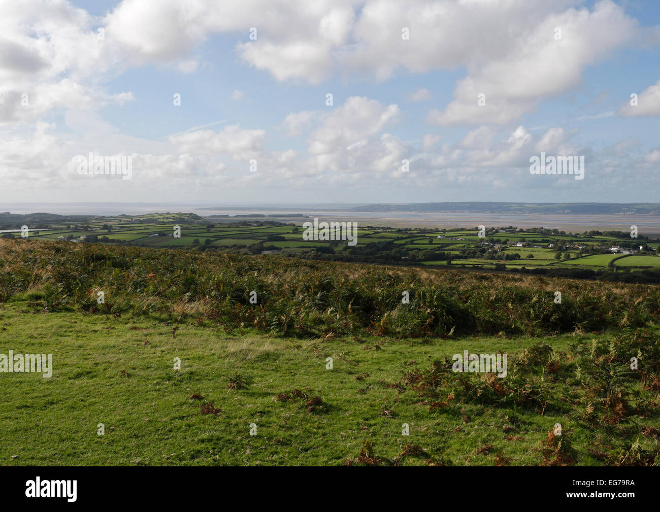 Gower peninsula towards the Loughor Estuary, Wales UK British Landscape ...