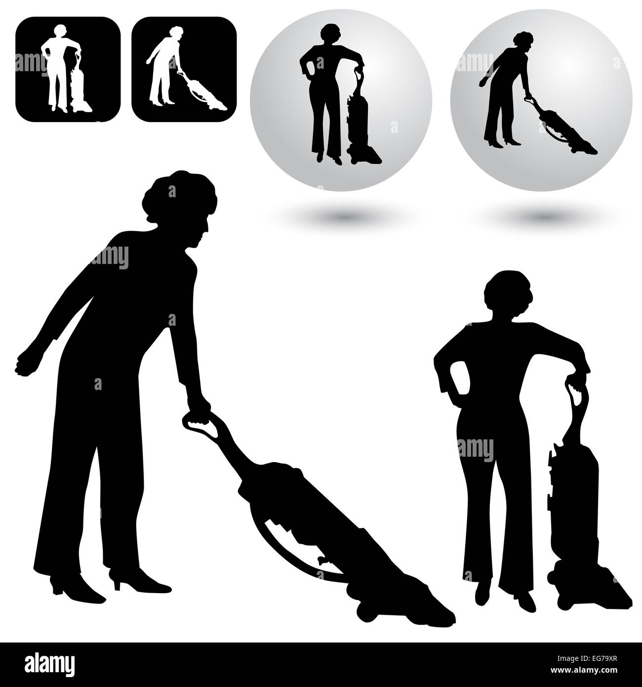 An image of a housekeeping buttons and silhouettes Stock Photo - Alamy