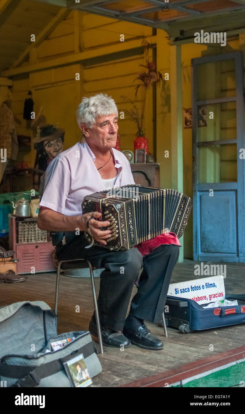 BUENOS AIRES, ARGENTINA - February, 24: La Boca bandoneonist, street ...