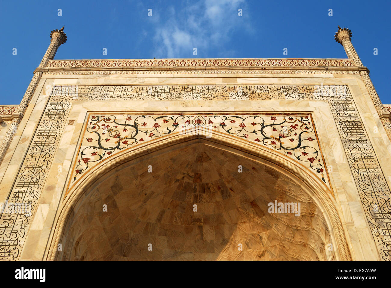 taj mahal close up agra india.This marble architecture is one of the ...