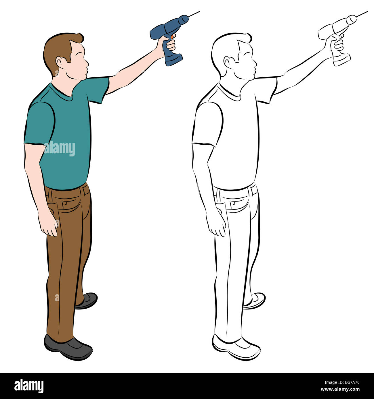 Young man repair cartoon Cut Out Stock Images & Pictures - Alamy