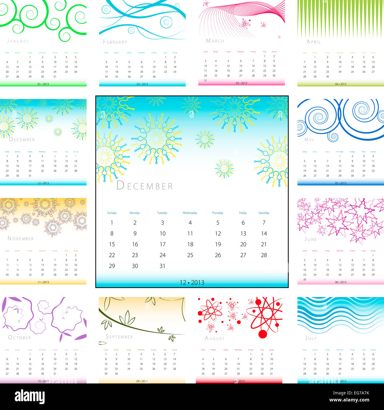 An image of a 2013 abstract pattern calendar set Stock Photo - Alamy