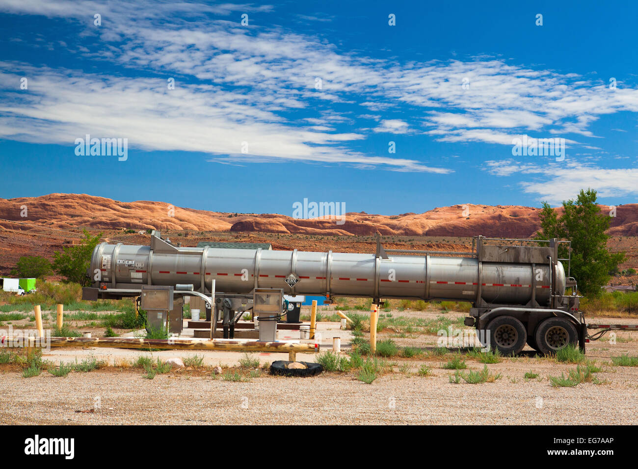 Moab,Utah-USA: July 18, 2013:Old petrol station in Moab.Moab is small ...