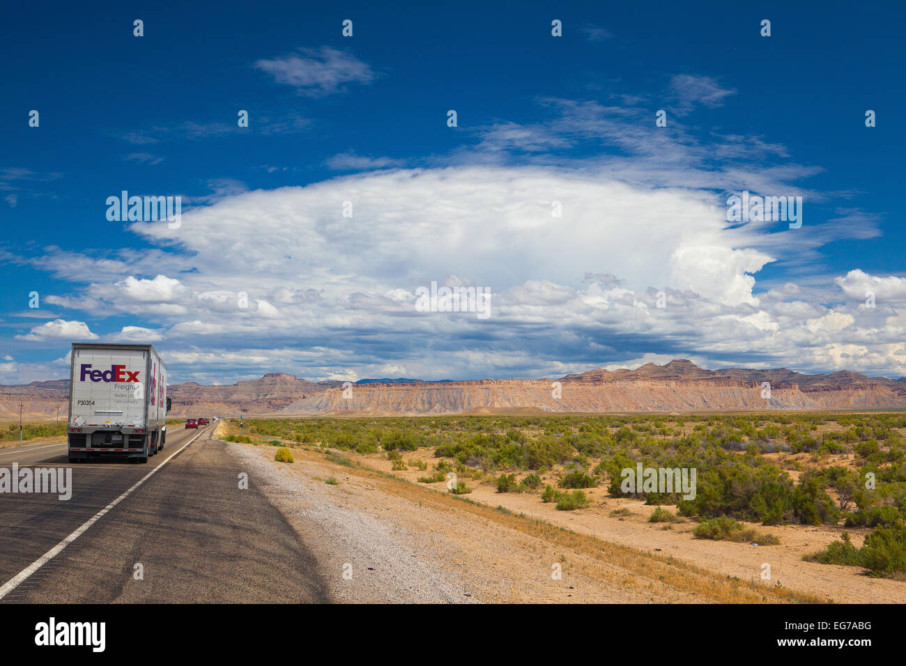 Utah,USA - July 18,2013: Typical americal highway in desert in Utah ...