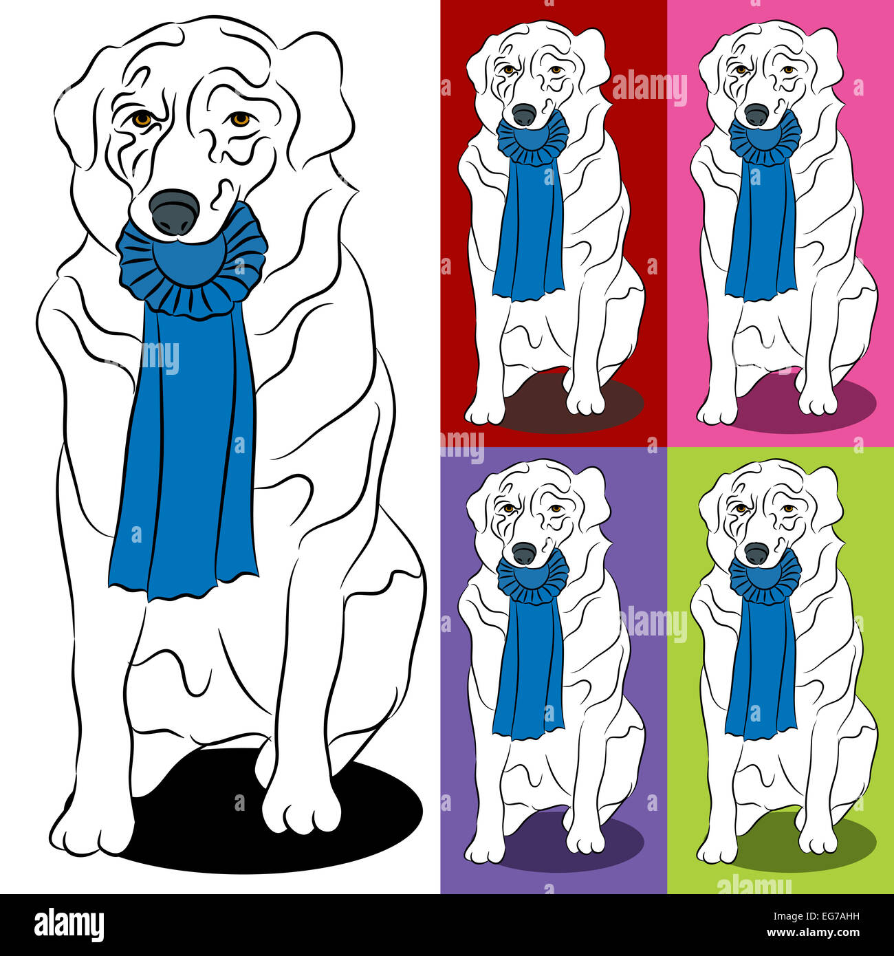 Blue ribbon dog illustration hi-res stock photography and images - Alamy