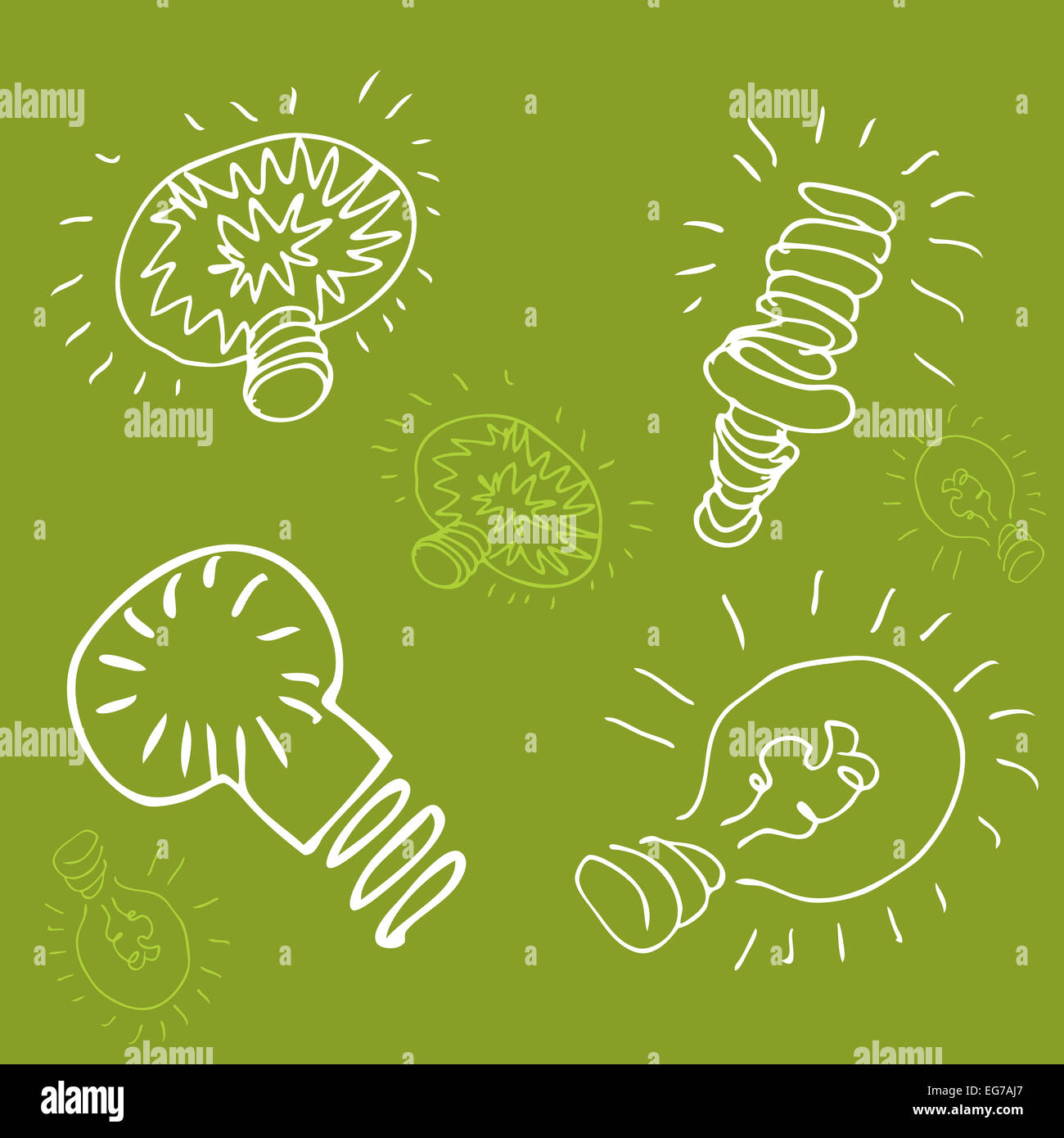 An image of a green energy light bulb drawing Stock Photo - Alamy