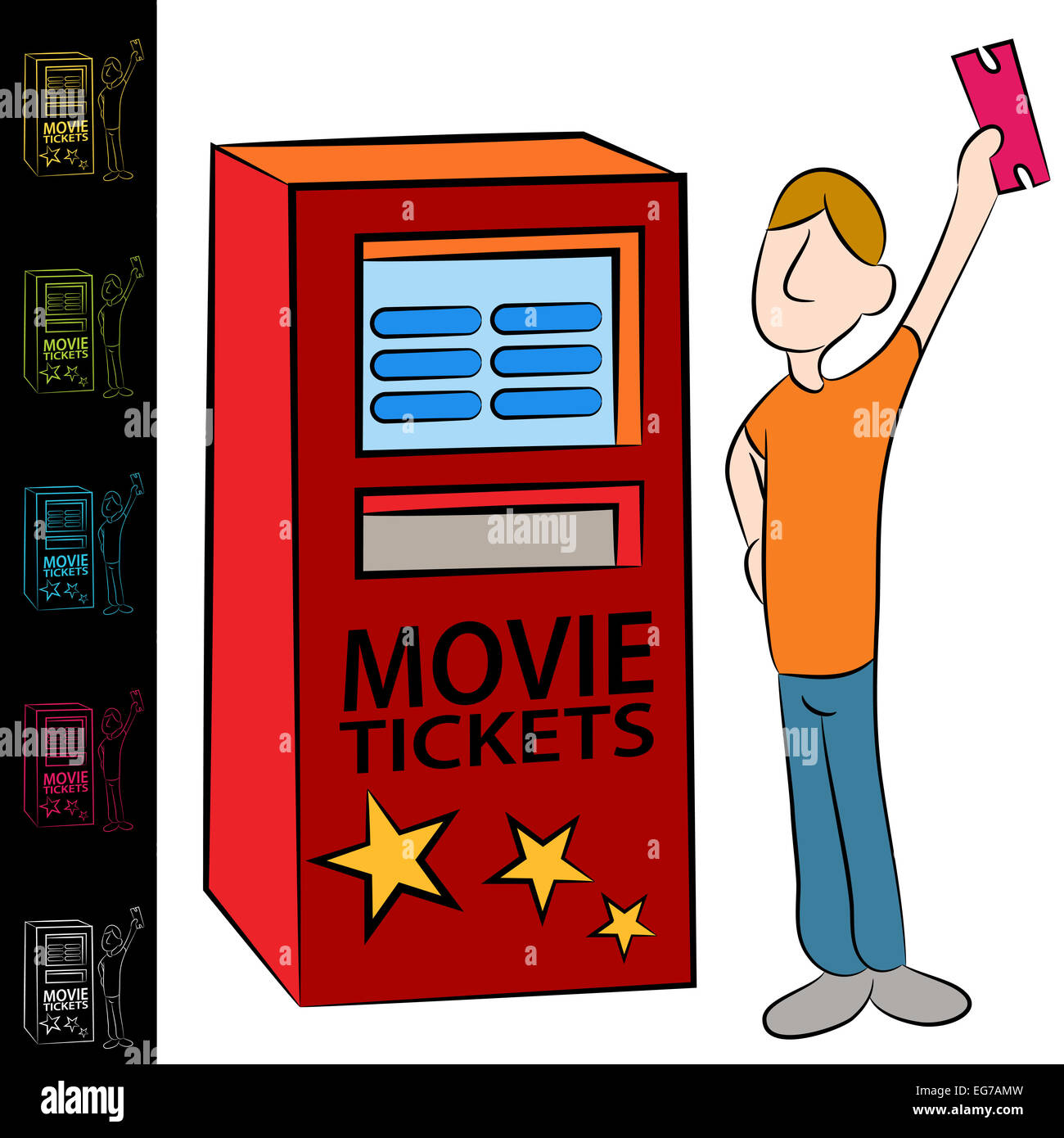 An image of a man using a movie kiosk ticket machine Stock Photo - Alamy