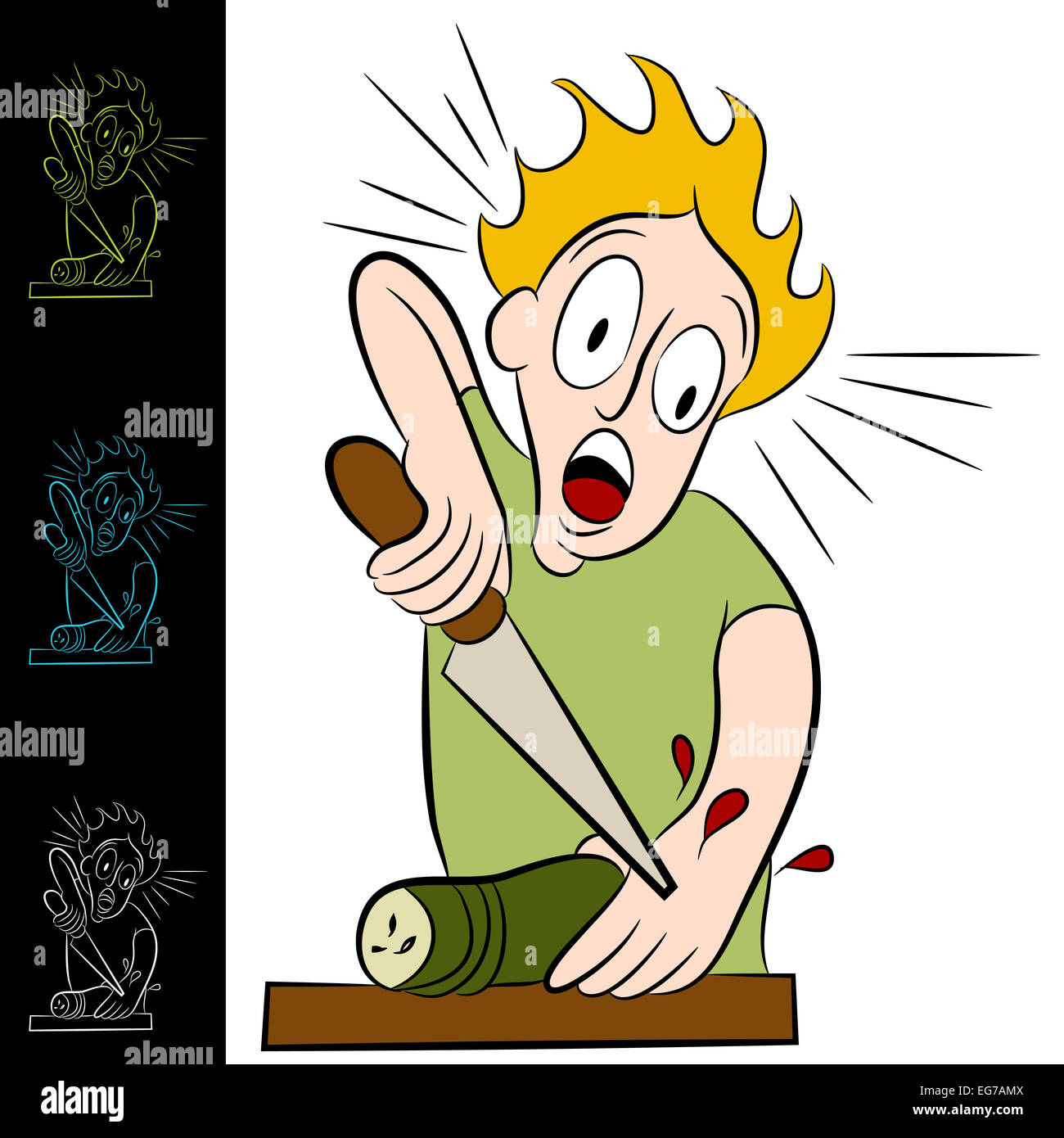 An image of a man who cuts himself while chopping a vegetable Stock ...