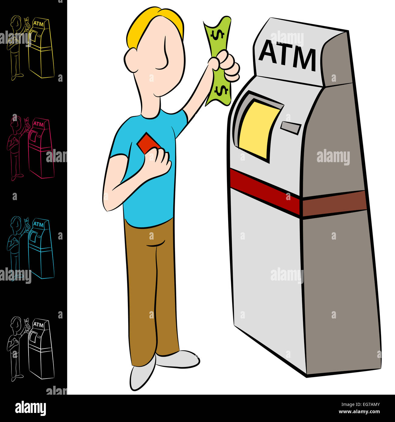 An image of a man using a bank atm machine Stock Photo - Alamy