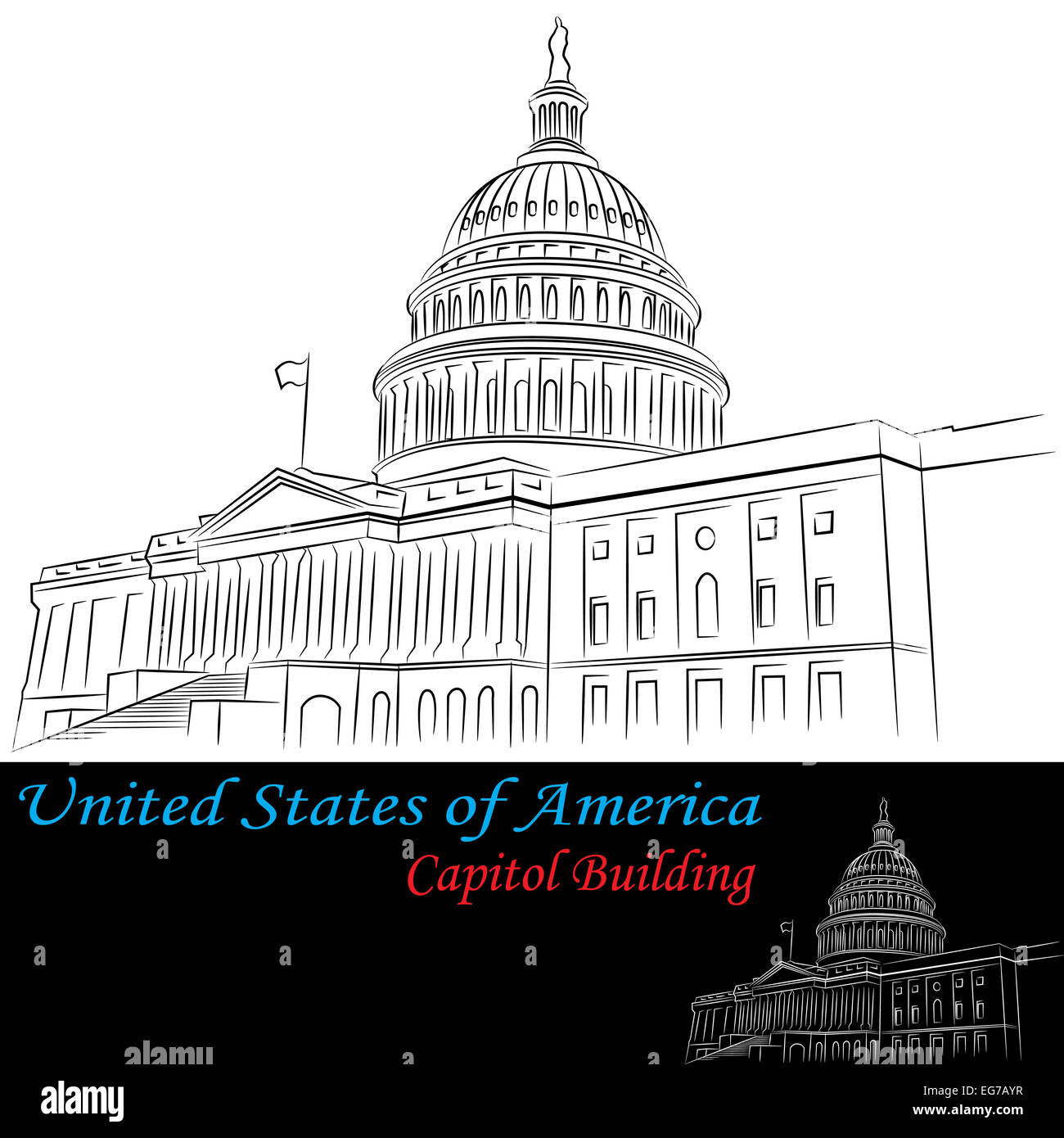 An image of United States of America Capitol Building drawing set Stock ...