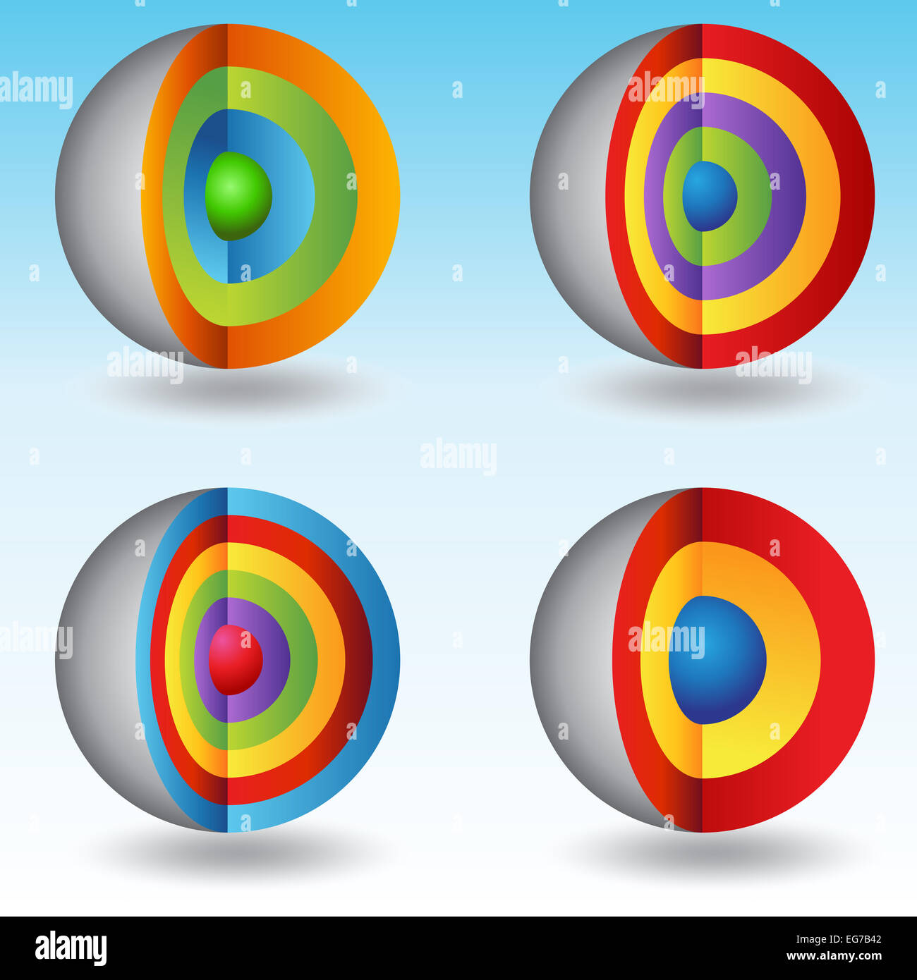 An image of a set of 3d layered core sphere charts Stock Photo - Alamy