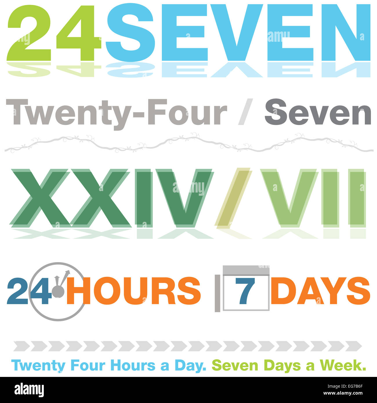 An image of a twenty four seven design set Stock Photo - Alamy