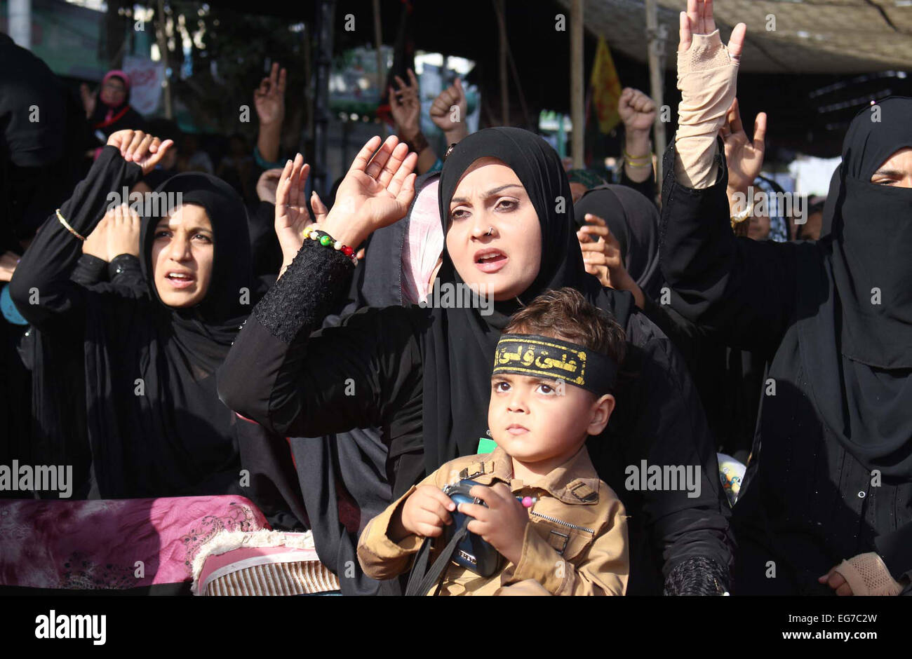 Members of Shikarpur Shohada Committee are protesting during sit-in ...