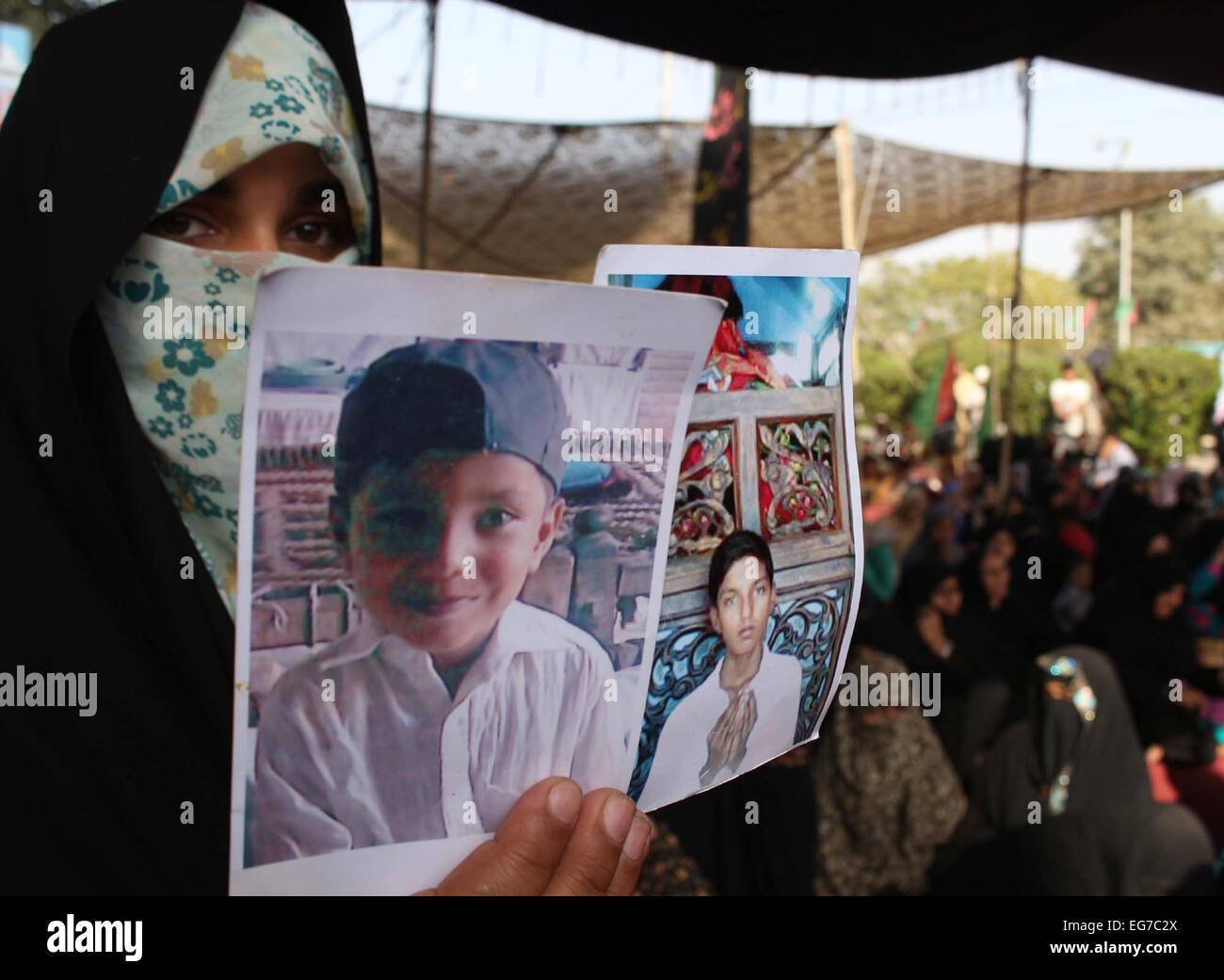 Members of Shikarpur Shohada Committee are protesting during sit-in ...