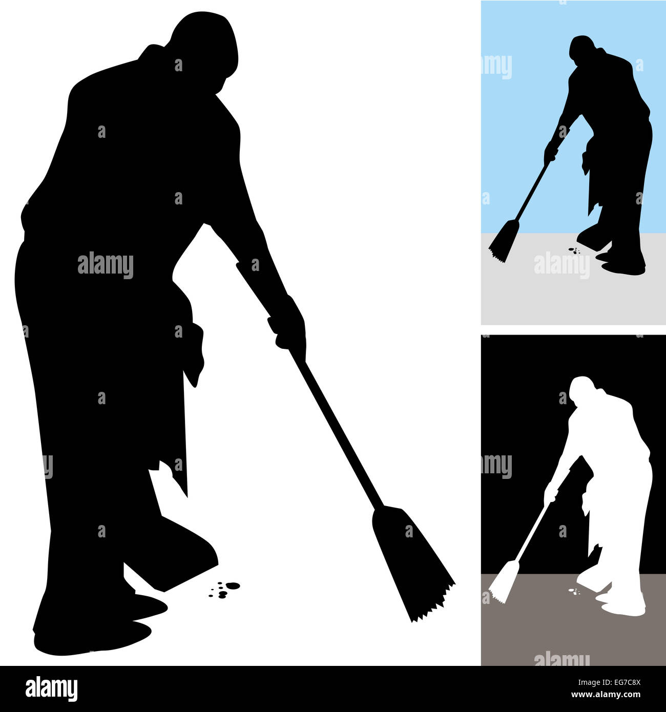 An image of a man sweeping floors Stock Photo - Alamy