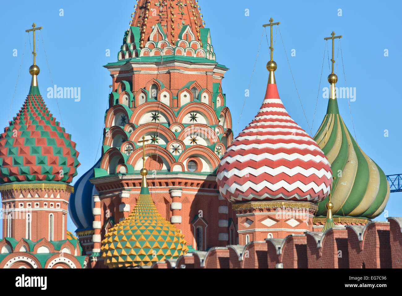 Domes of St. Basil's Cathedral on red square. The St. Basil's Cathedral ...