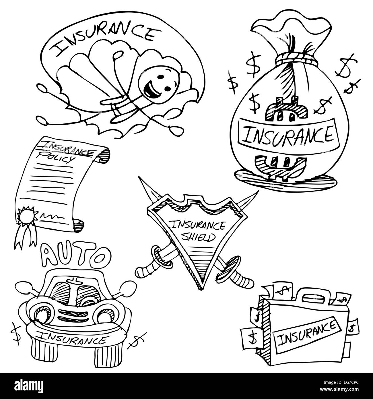 Illustration auto insurance Black and White Stock Photos & Images - Alamy