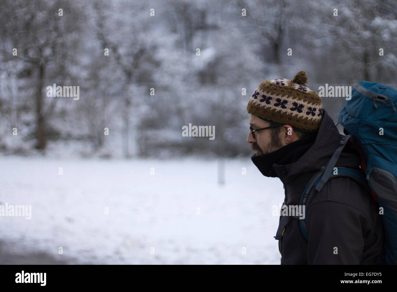 Pilgrim walking to Assisi, hometown of Saint Francis, December 2014 ...