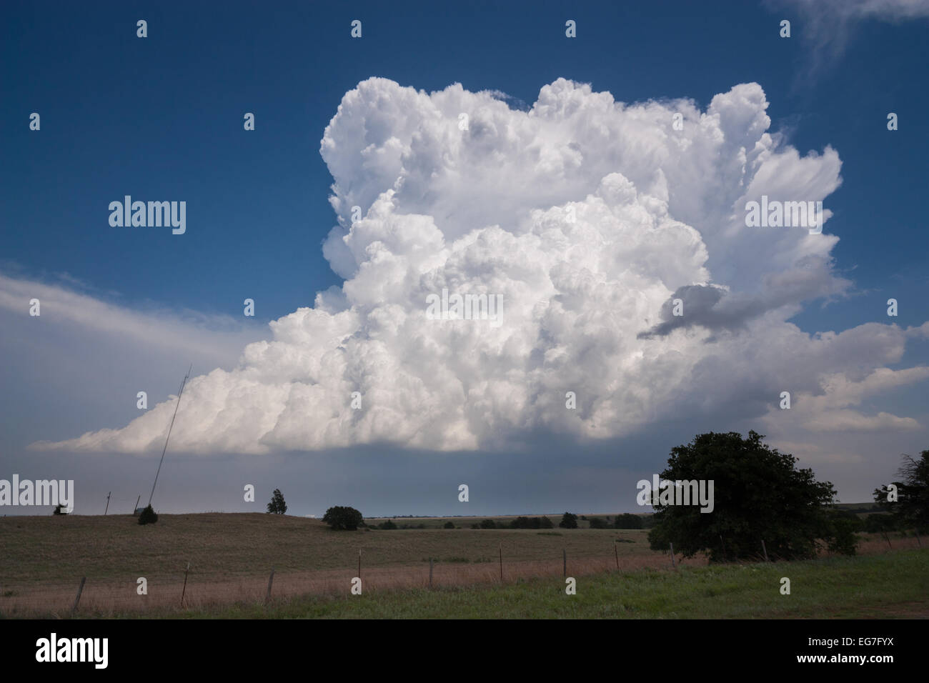 A powerful supercell thunderstorm takes shapes with a twisting updraft ...