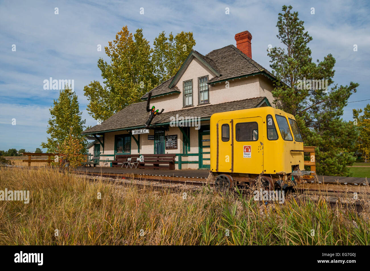 Heritage Train Station, Rowley, Alberta, Canada Stock Photo - Alamy
