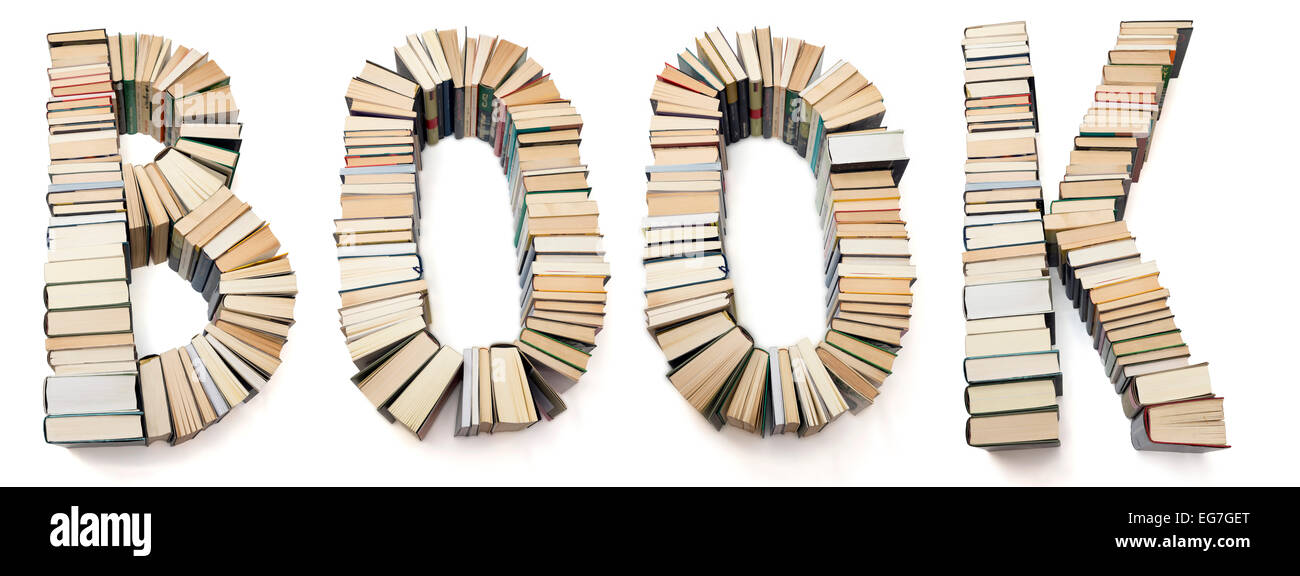 word book formed by books on white background Stock Photo - Alamy