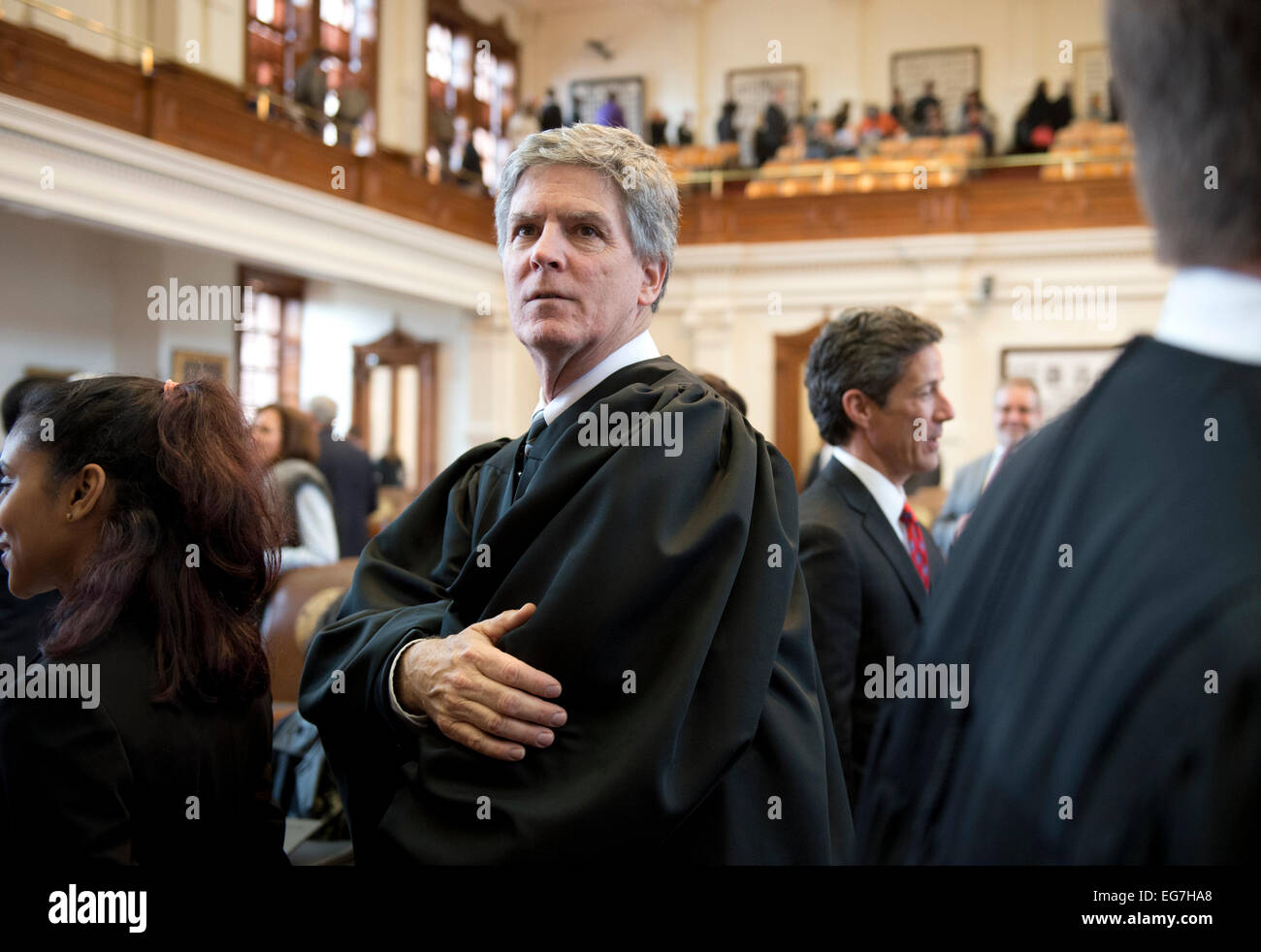 Texas Court of Criminal Appeals Justice Bert Richardson (center) on the ...