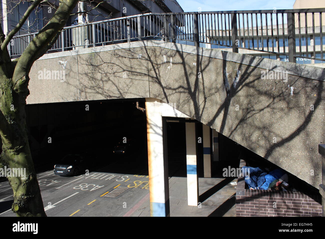 Homeless People Sleeping rough under a busy thoroughfare in Birmingham ...