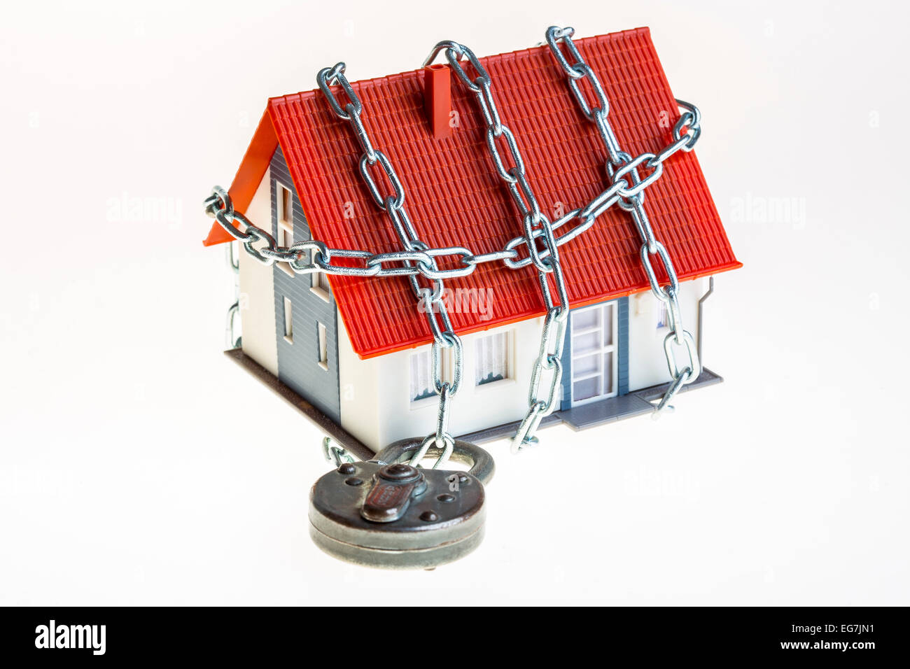 Symbolic image, safety at home, burglary prevention, steel chain and ...