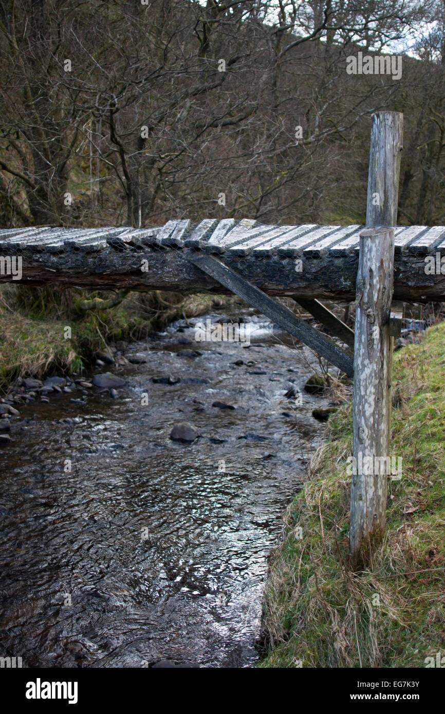 Broken foot bridge in Scotland Stock Photo - Alamy