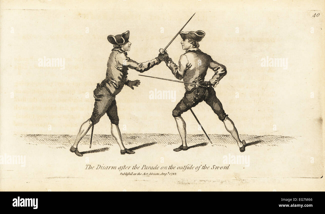 Gentleman fencer performing the disarm after parrying on the outside of ...