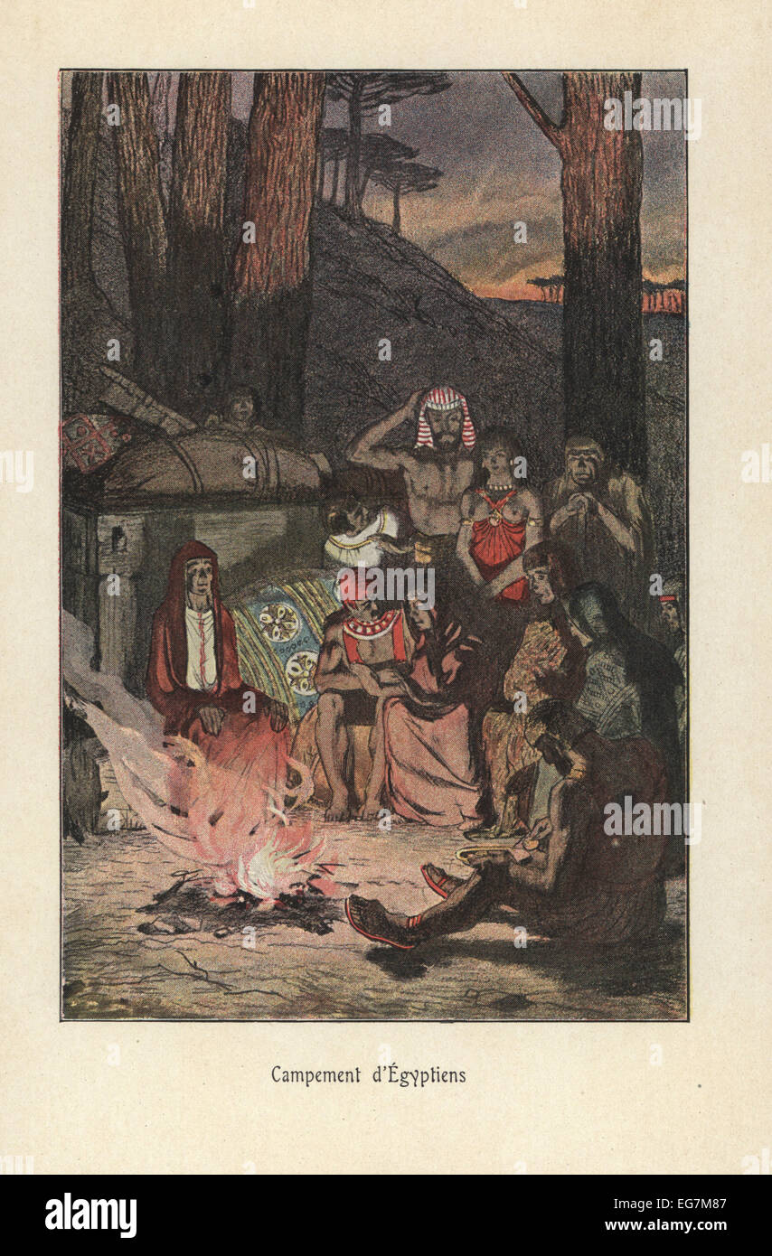 Ancient encampment of Egyptians around a campfire Stock Photo - Alamy