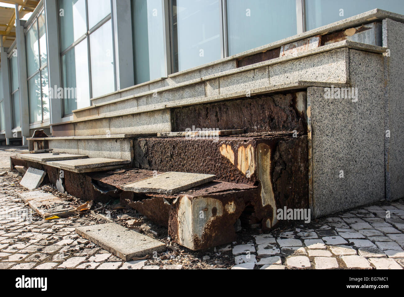 damaged stairs at the building in Macao Stock Photo - Alamy