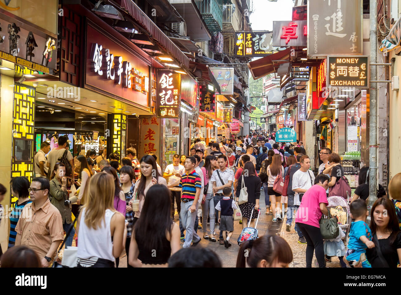tourist street in the historic part of Macao Stock Photo - Alamy