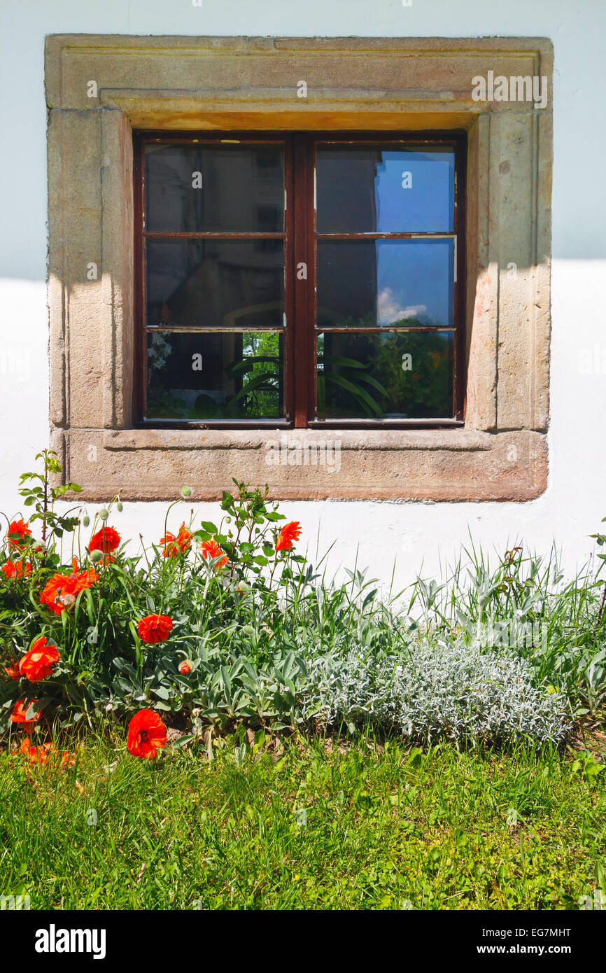 Window Decorated With Flowers Stock Photo - Alamy