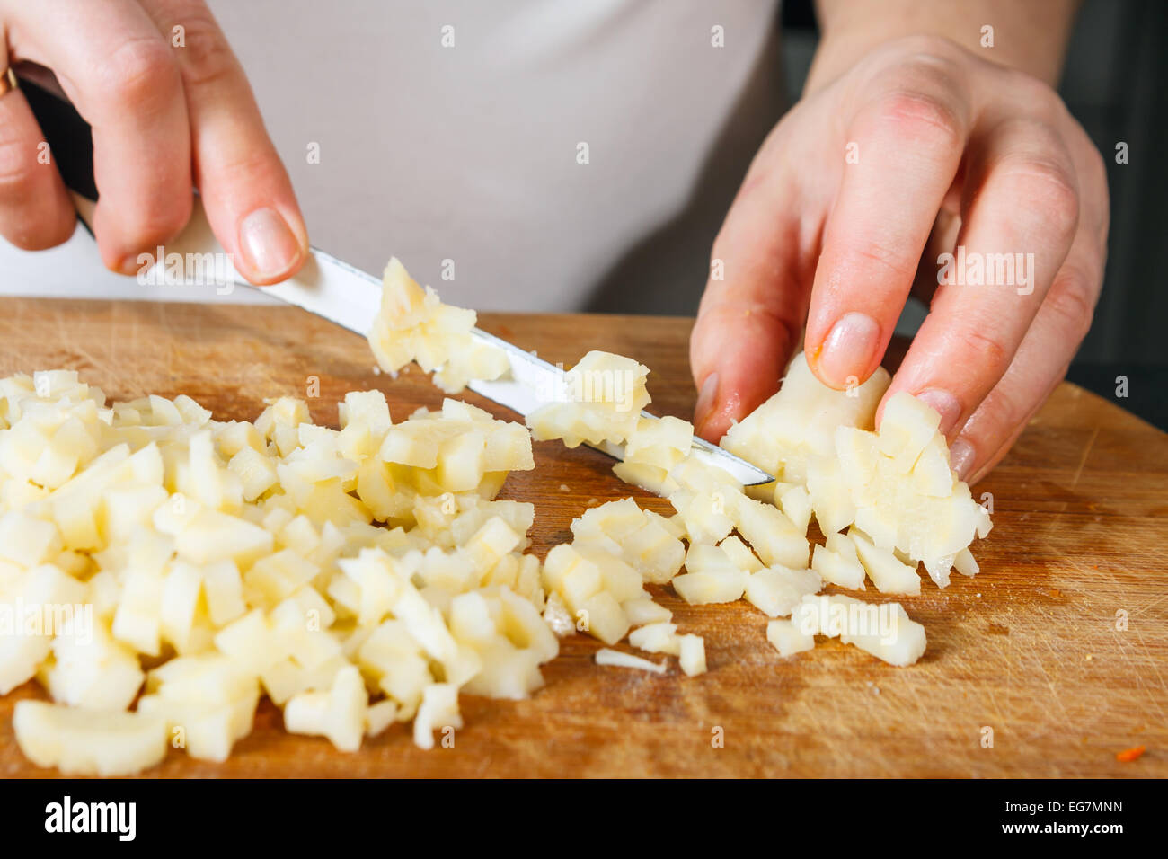 woman cutting vegetables Stock Photo - Alamy